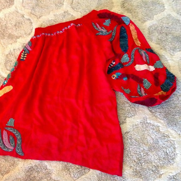 FARM Rio | Dresses | Farm Rio Embroidered Silk One Shoulder Mini Dress ...